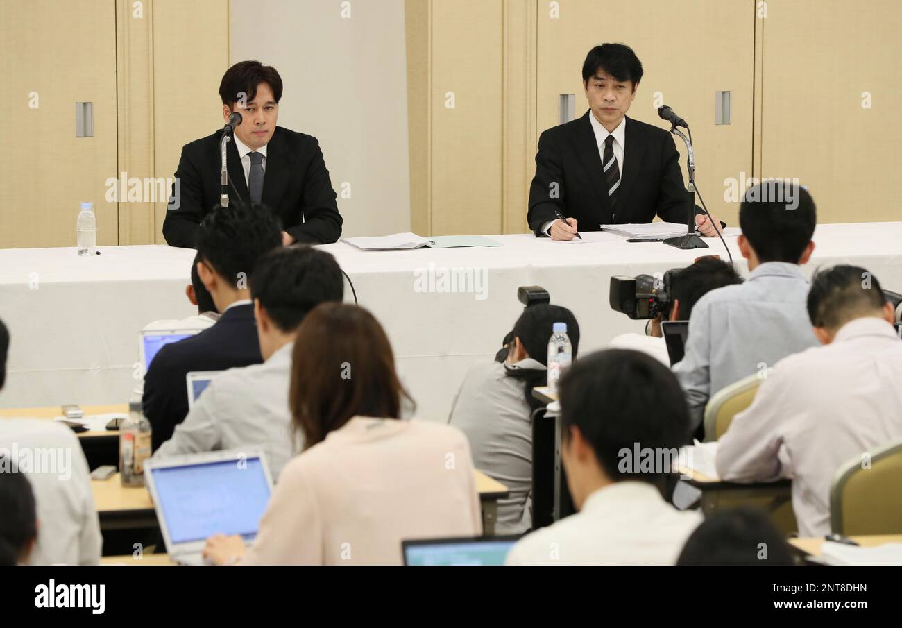 Crypto Exchange Bitpoint Japan's President Genki Oda attends a press conference in Tokyo on July ...