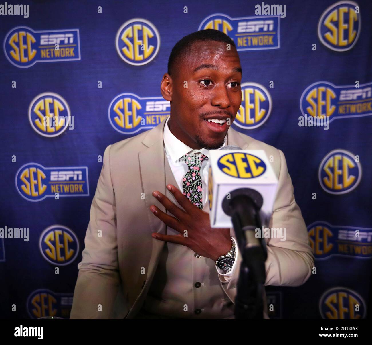 Georgia defensive back J.R. Reed speaks during the Southeastern ...
