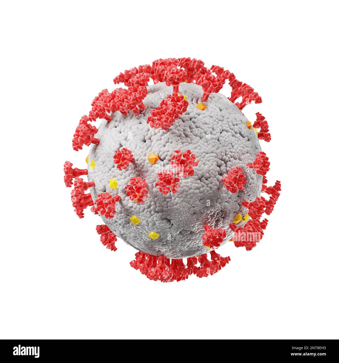 Microscopic view of influenza virus cells. 3D medical illustration ...