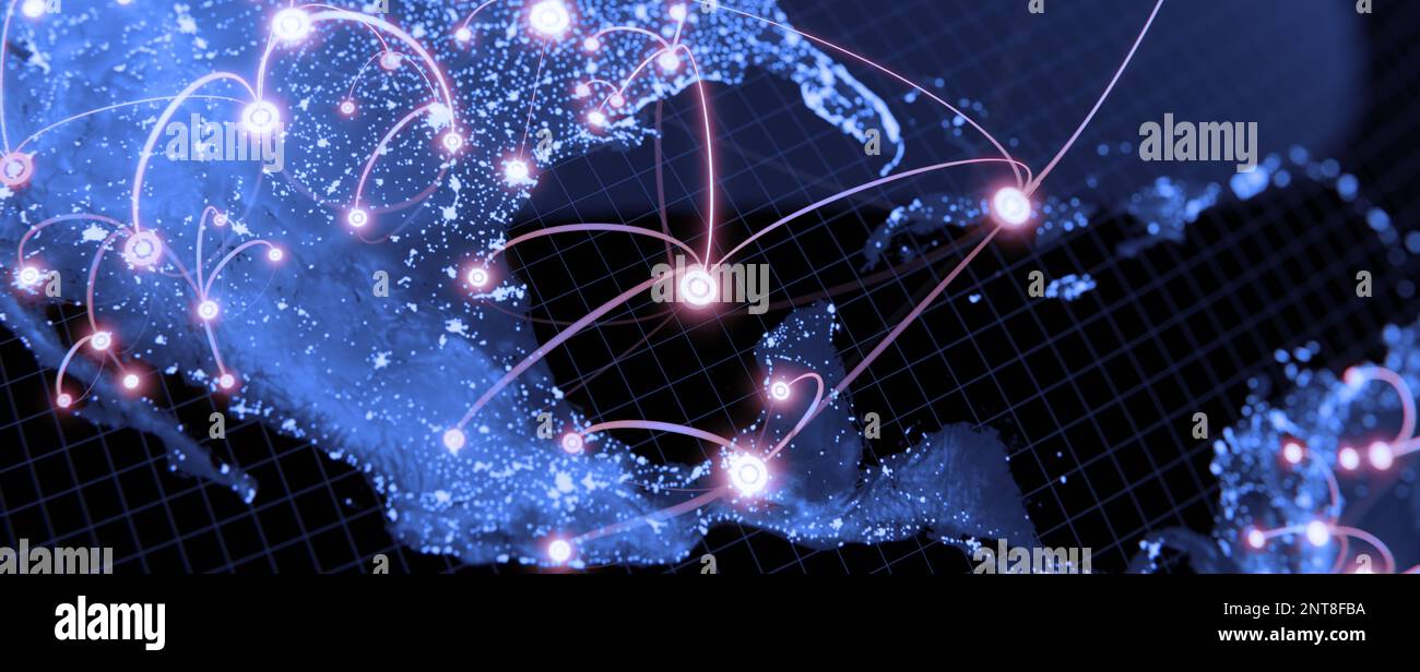 Global connection concept. Planet earth network sphere. 3d rendering ...