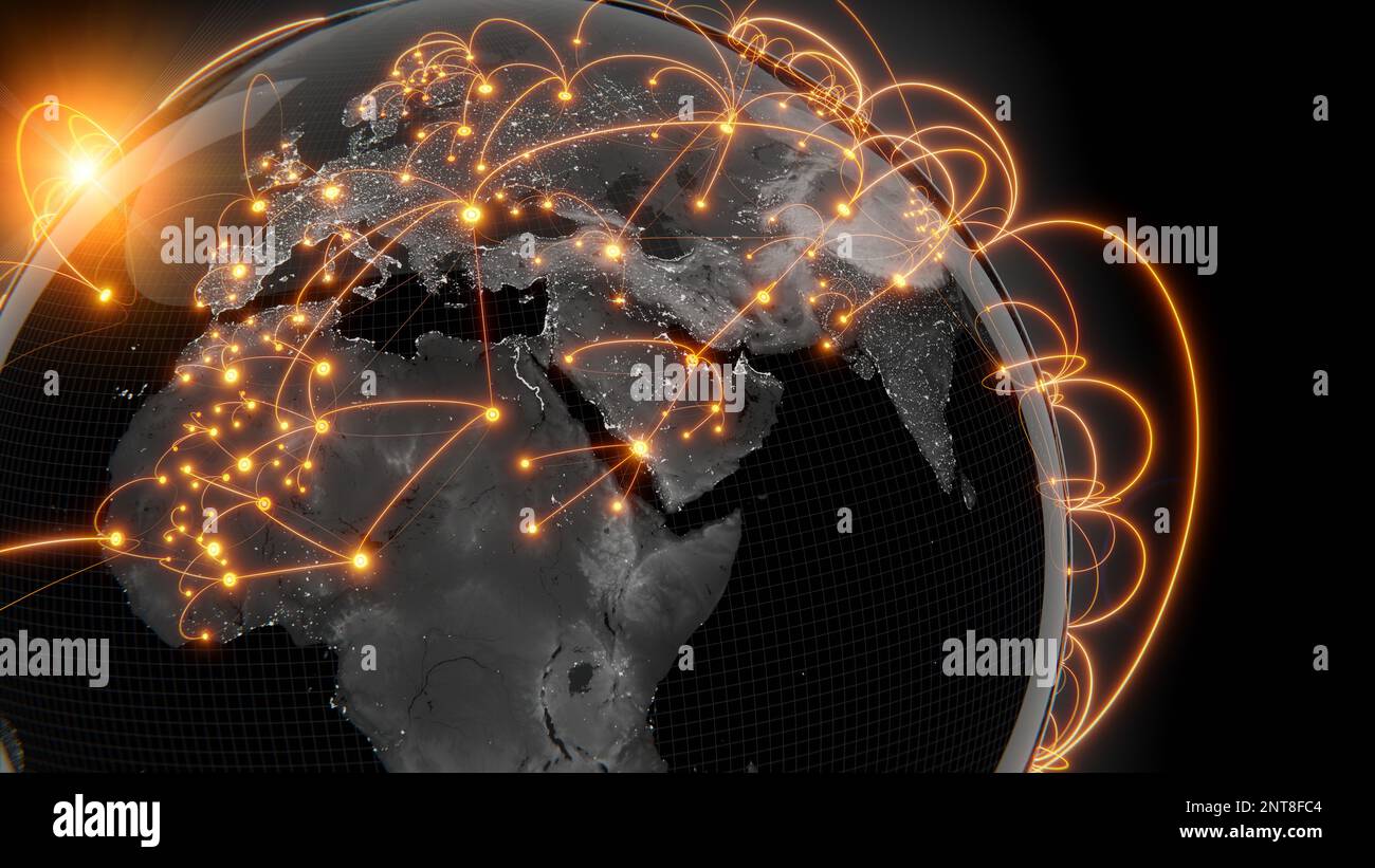 Global connection concept. Planet earth network sphere. 3d rendering ...