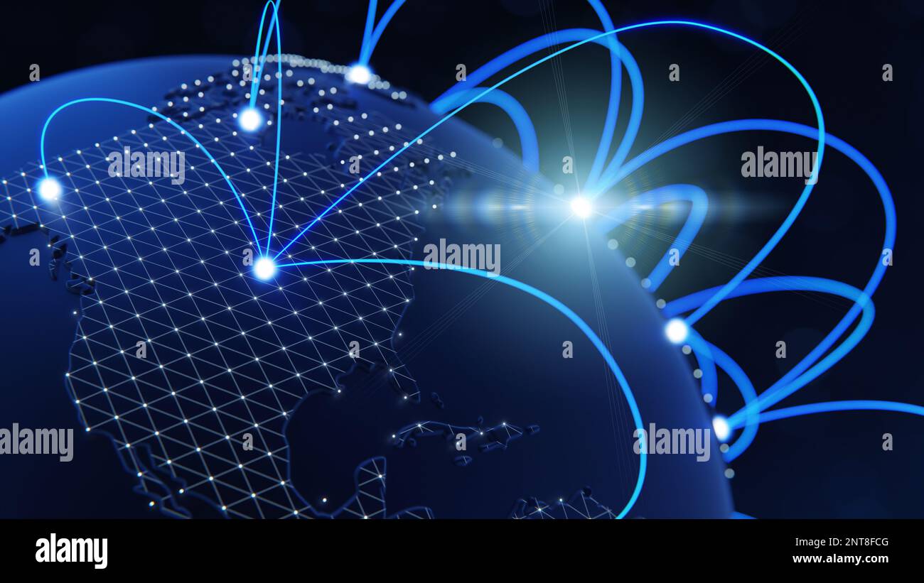 Global connection concept. Planet earth network sphere. 3d rendering ...