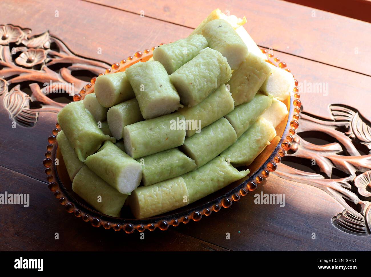 Sliced Lontong, Long Rice Cake Traditional Food from Indonesian Stock ...
