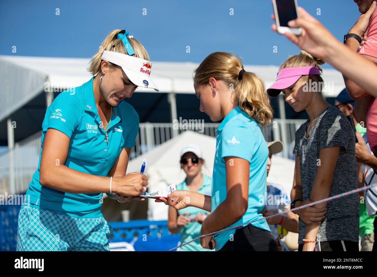 SYLVANIA, OH - JULY 14: Lexi Thompson signs autographs for young fans ...