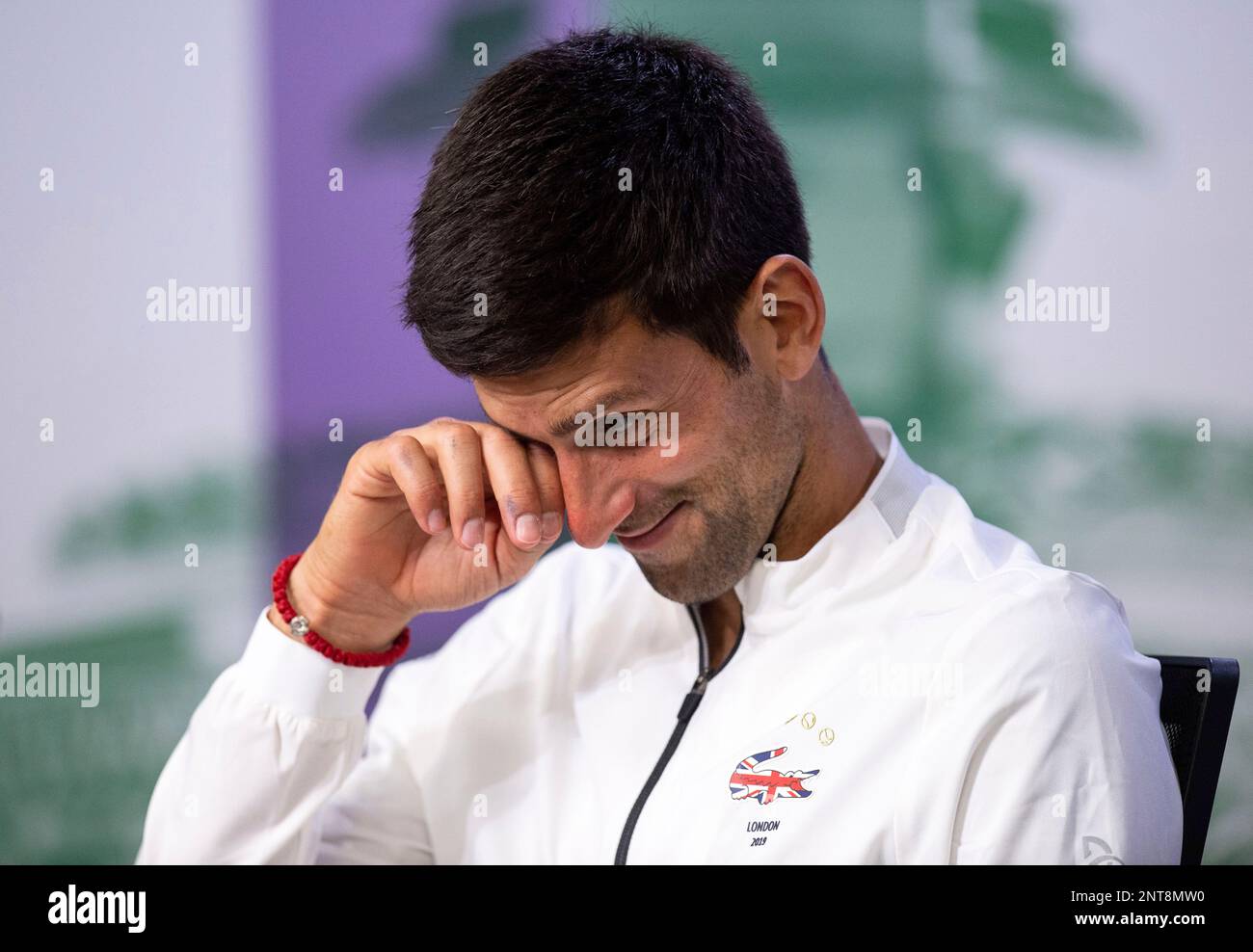 Serbia's Novak Djokovic smiles during the press conference following ...