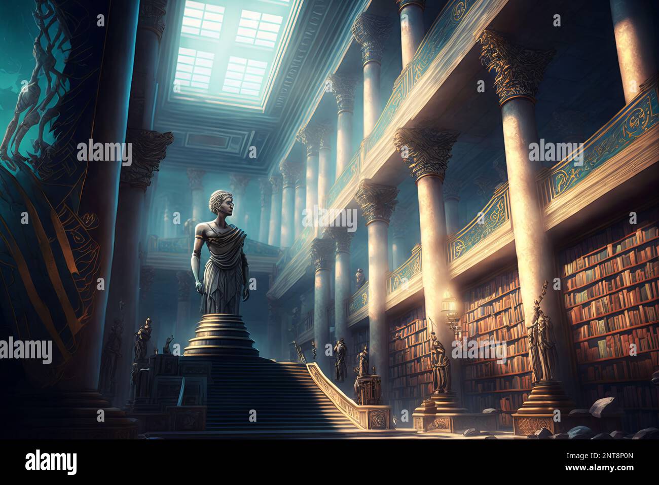 Alexandria library painting hi-res stock photography and images - Alamy