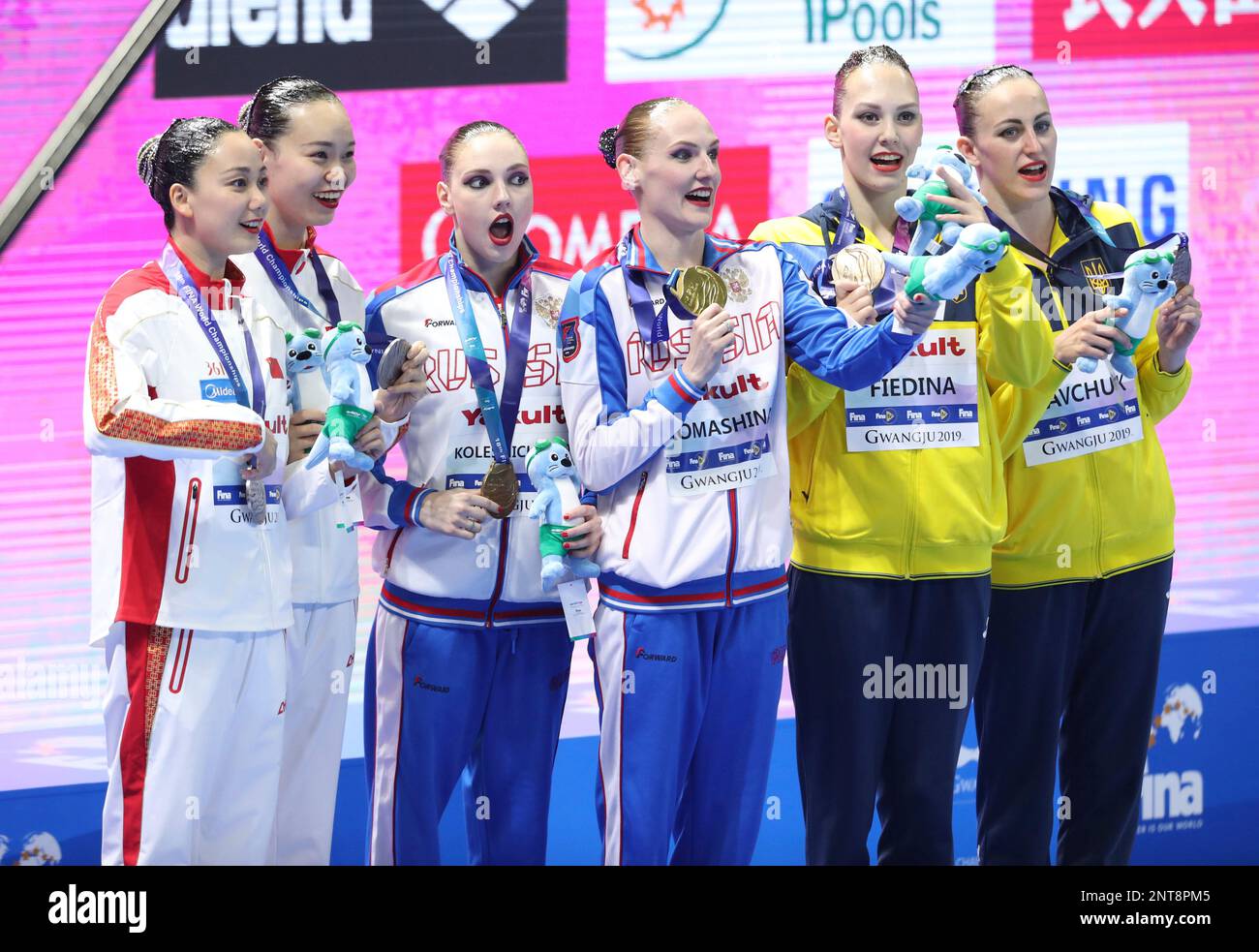 (L to R) China's SUN Wenyan and HUANG Xuechen, silver, Russia's ...