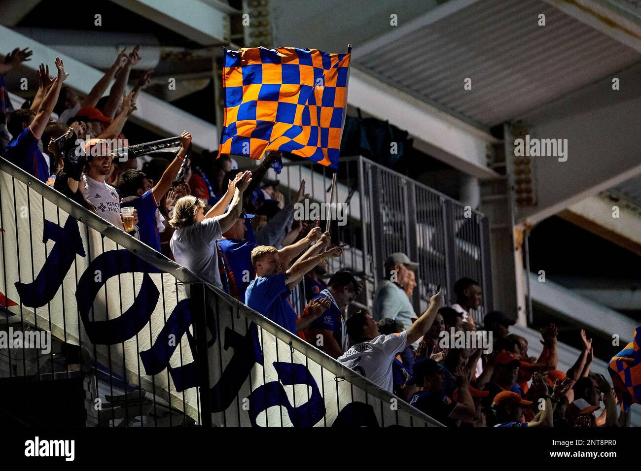 CHICAGO, IL - JULY 13: FC Cincinnati fans celebrate by waving a FC ...