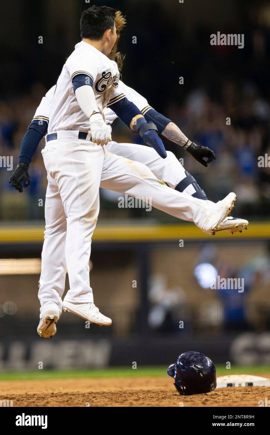 July 13, 2019: Milwaukee Brewers second baseman Keston Hiura #18 and ...
