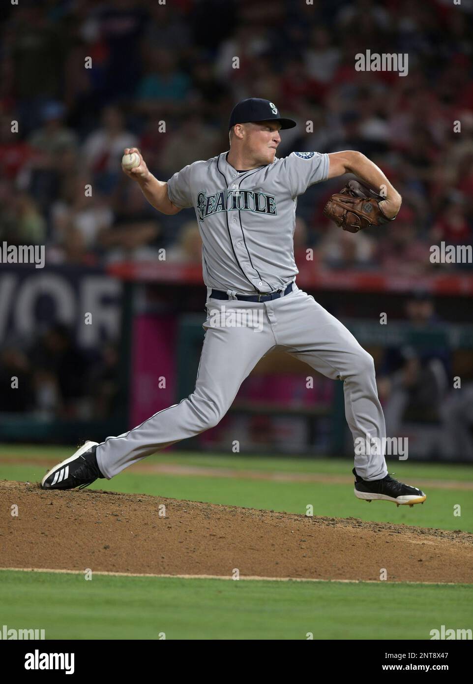 ANAHEIM, CA - JULY 12: Seattle Mariners pitcher Parker Markel (37) in ...