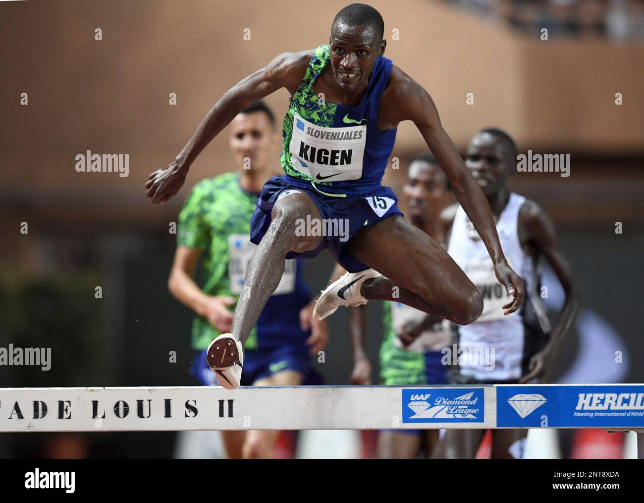 Benjamin Kigen (KEN) places second in the steeplechase in 8:05.12 ...