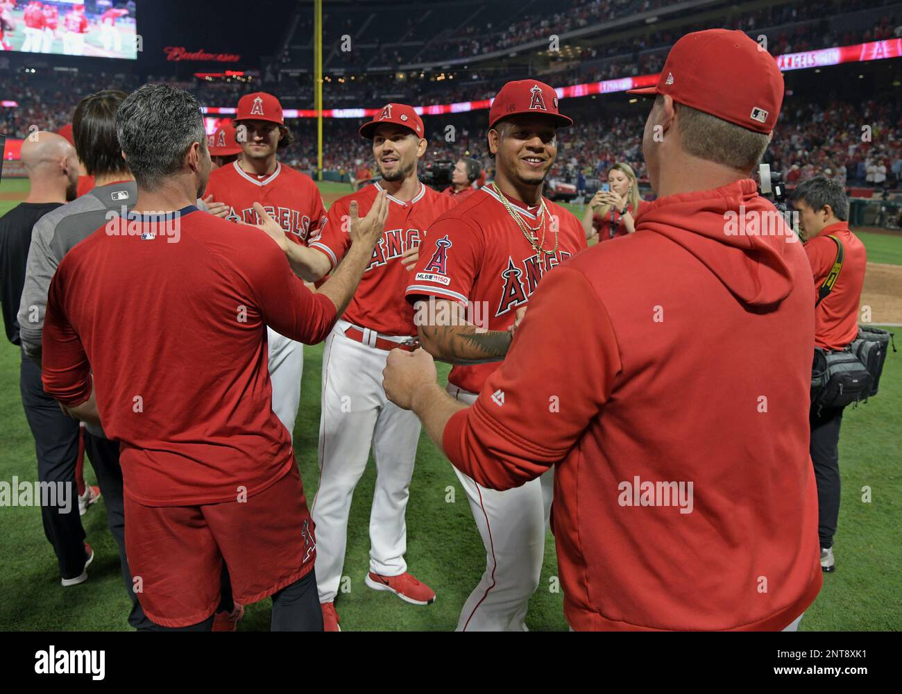 ANAHEIM, CA - JULY 12: Los Angeles Angels pitcher Felix Peña (64) on ...