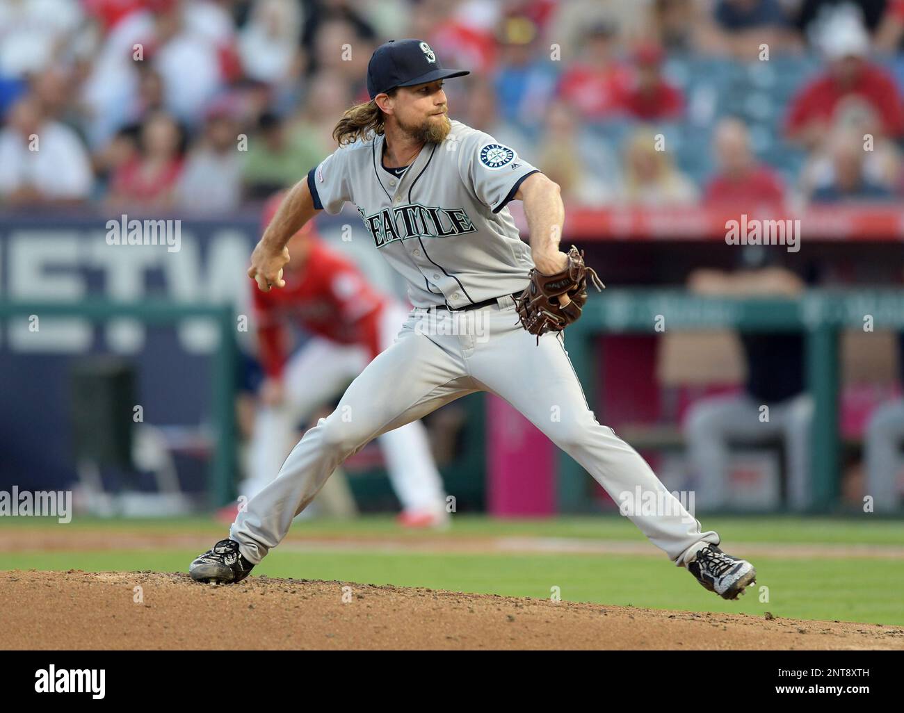ANAHEIM, CA - JULY 12: Seattle Mariners pitcher Mike Leake (8) in ...