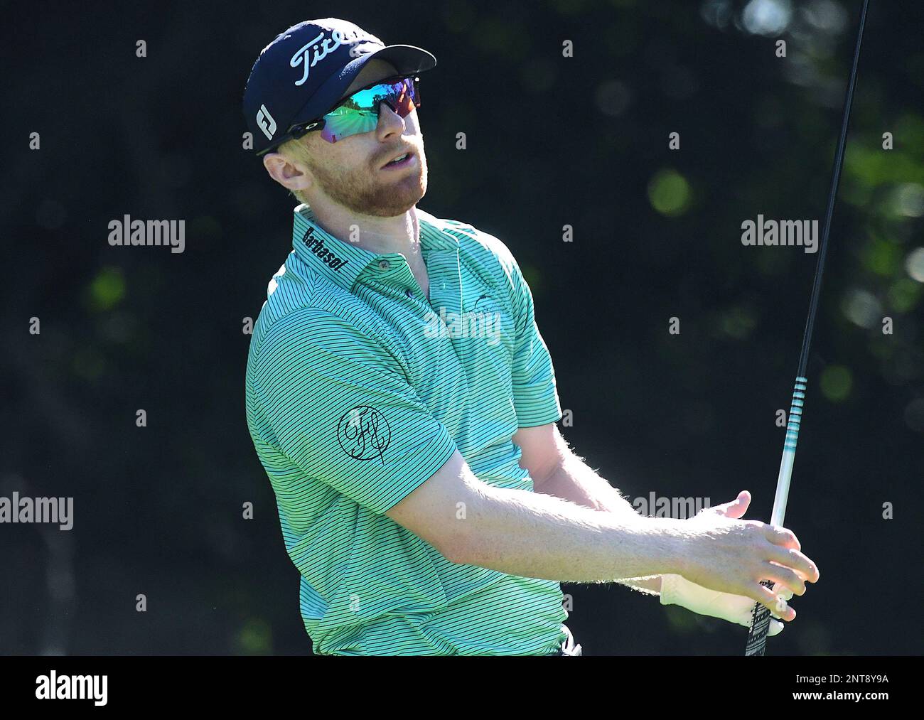 SILVIS, IL - JULY 12: Charlie Belgian reacts after hitting his tee shot ...