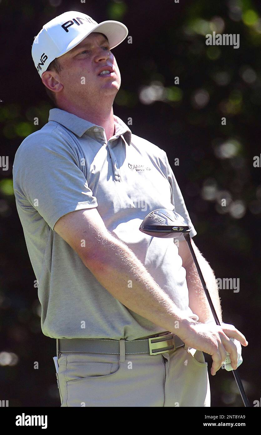 SILVIS, IL - JULY 12: Ryan Palmer reacts after hitting his tee shot on ...