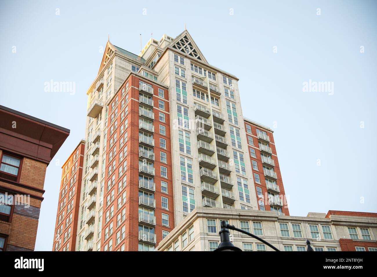 Brick buildings in the city during the morning showing downtown and ...