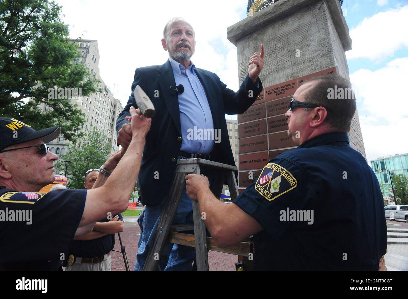 Activist Gene Stilp has his hammer and chisel taken away by Wilkes ...