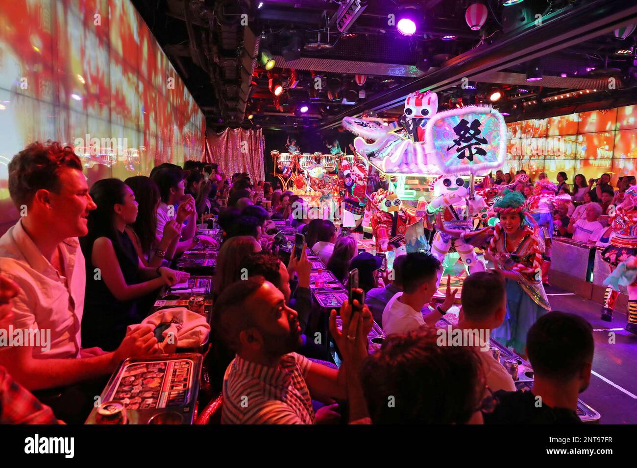 A picture taken on July 10, 2019 shows a show at Robot Restaurant in ...