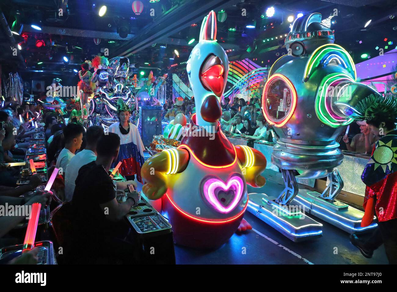 A picture taken on July 10, 2019 shows a show at Robot Restaurant in ...