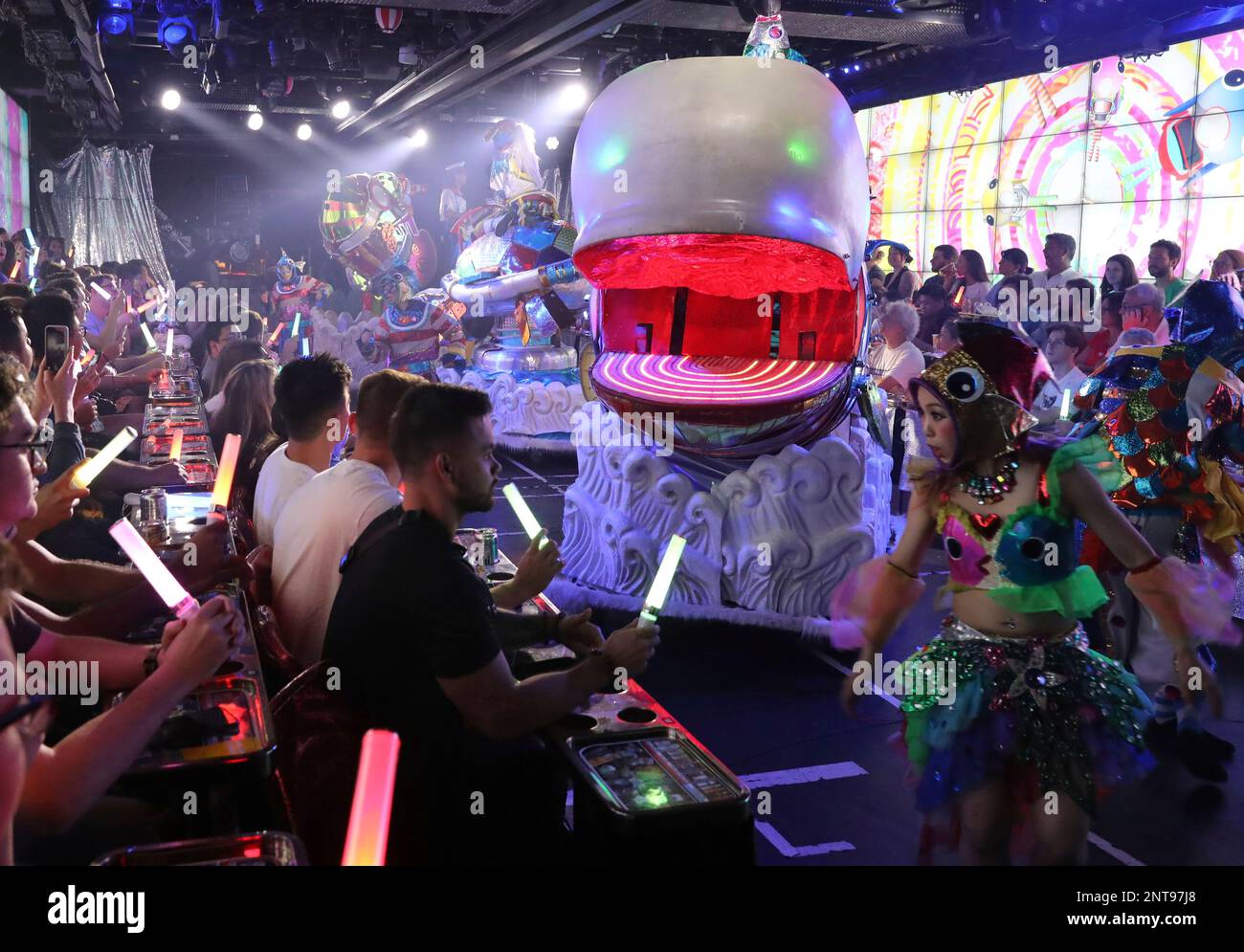 A picture taken on July 10, 2019 shows a show at Robot Restaurant in ...