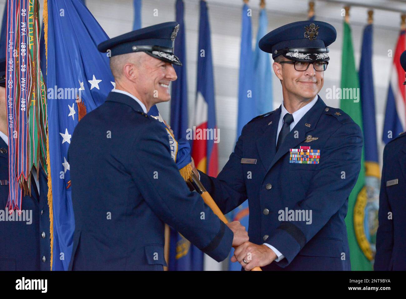 Brig. Gen. Scott Cain, right, receives the guidon from Maj. Gen ...