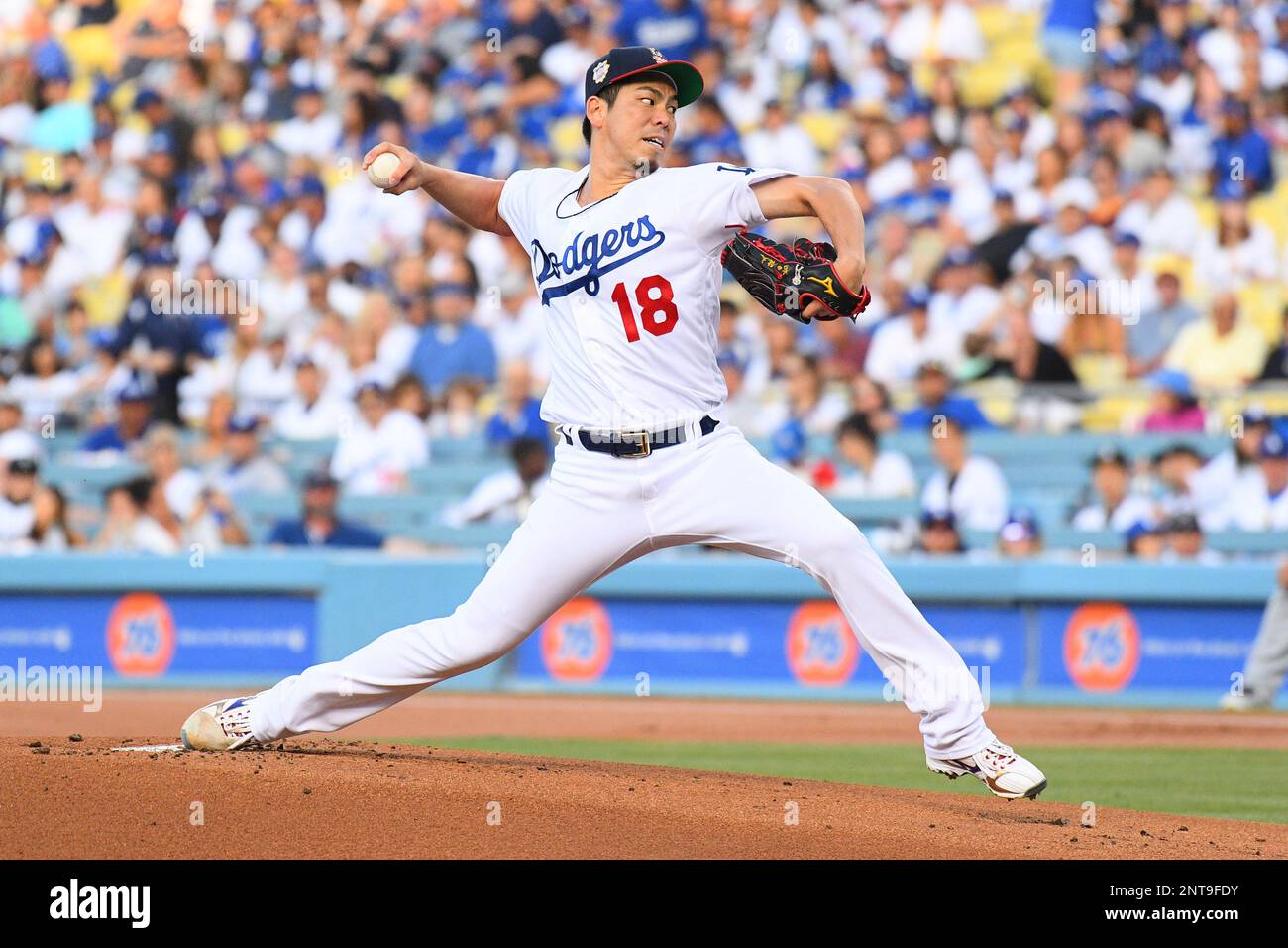 LOS ANGELES, CA - JULY 06: Los Angeles Dodgers pitcher Kenta Maeda (18 ...