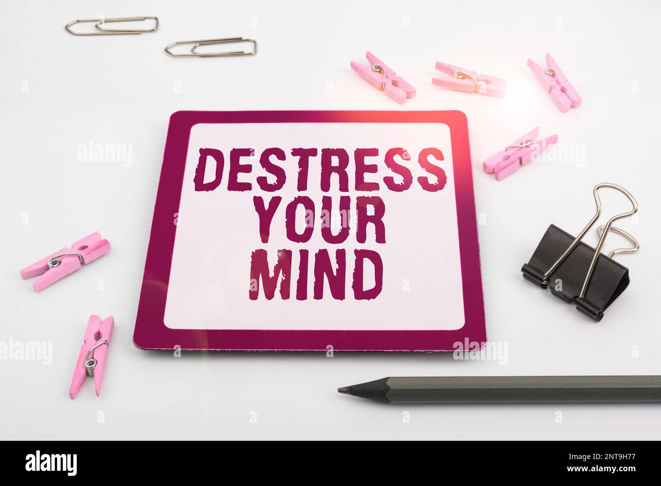 Hand writing sign Destress Your Mind. Business overview to release ...