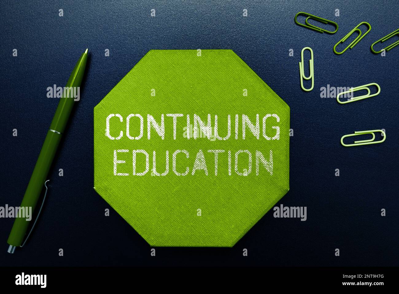 Text caption presenting Continuing Education. Concept meaning Continued ...