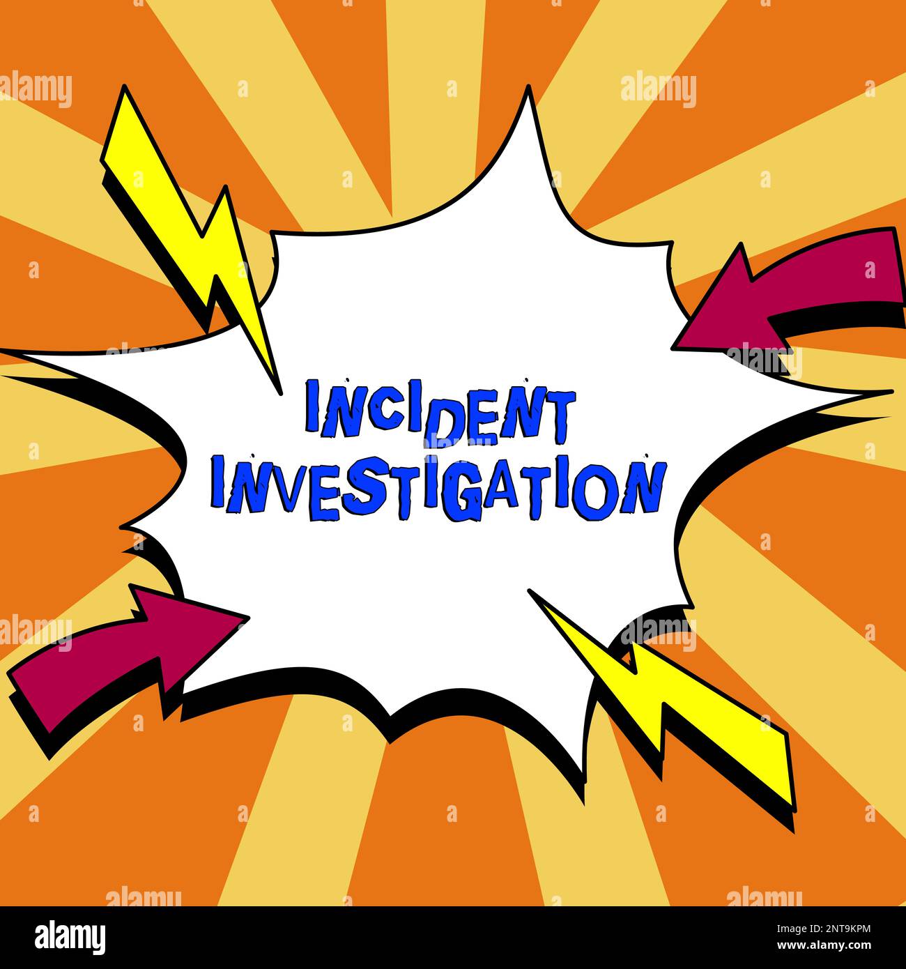 Text caption presenting Incident Investigation. Word for responsible for the integrity of the ...