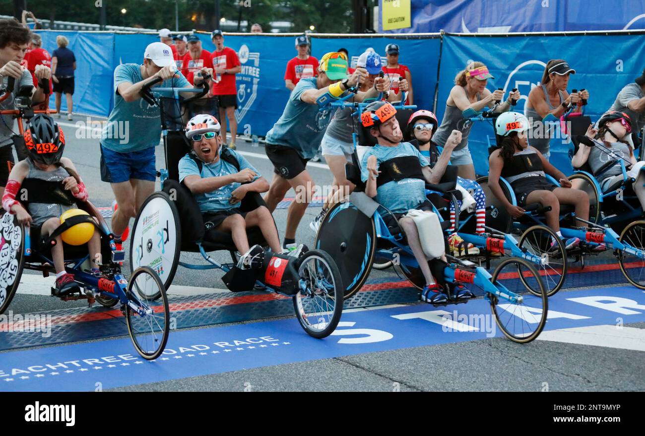 The start of the push assisted wheelchair race. The 50th running of the ...