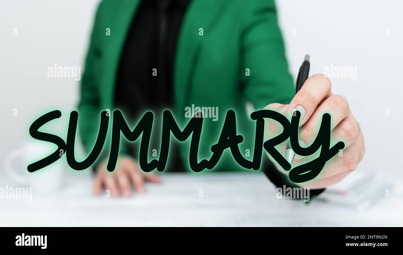 Conceptual caption Summary. Word Written on Brief Statement Abstract ...