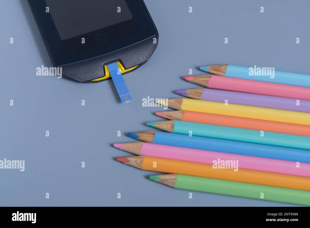 Back to school concept for kids with diabetes represented by colored ...