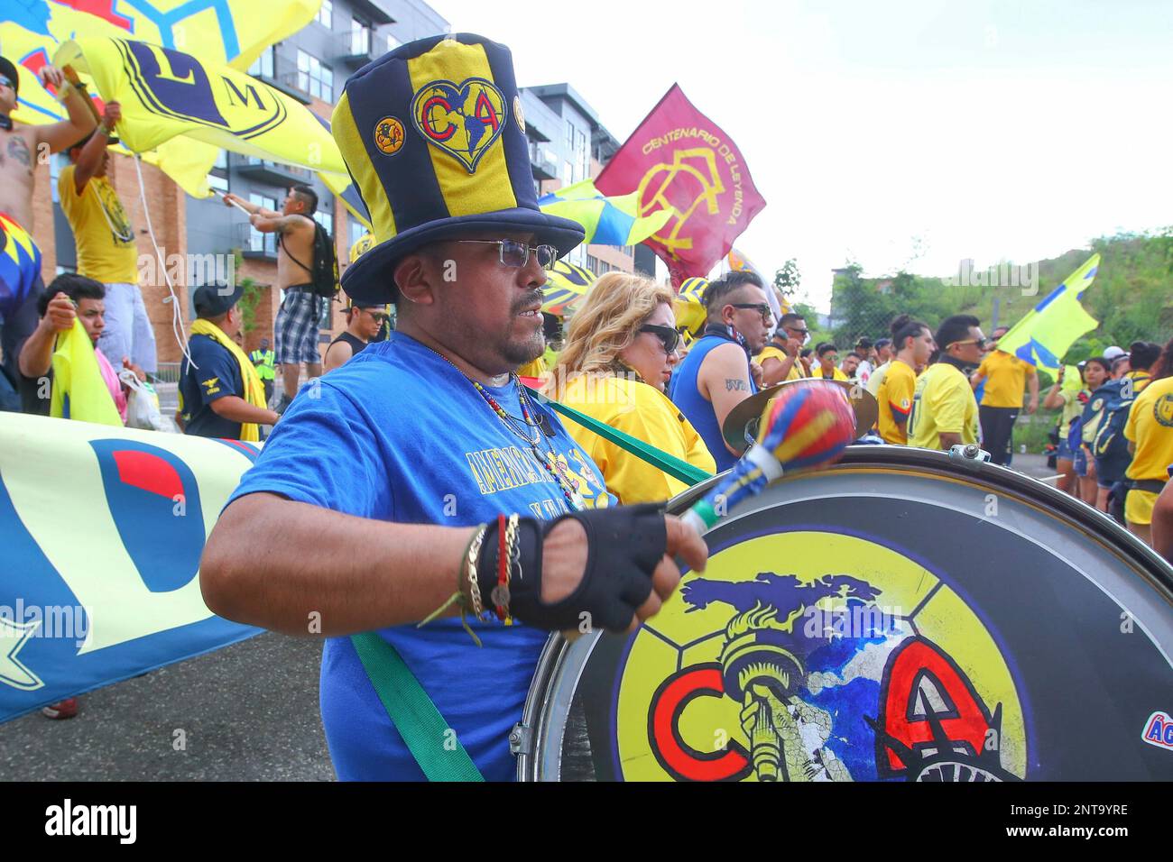 HARRISON, NJ - JULY 03: A general view of Club America Fans in the ...
