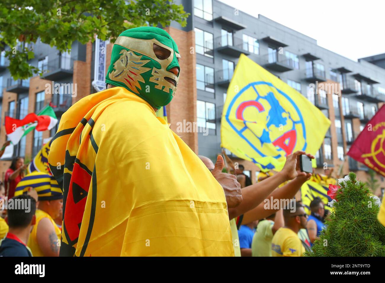 HARRISON, NJ - JULY 03: A general view of Club America Fans in the ...