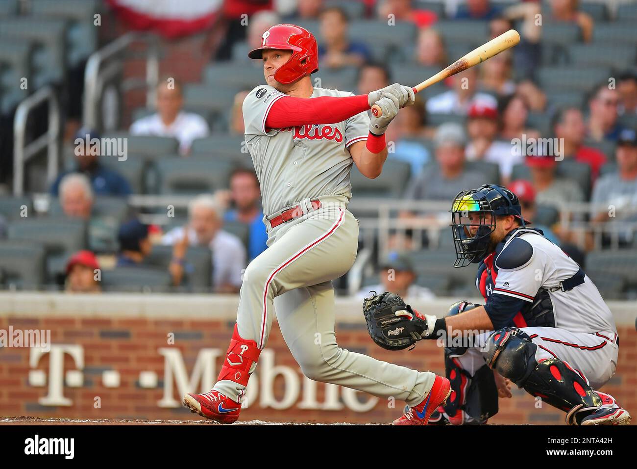 ATLANTA, GA – JULY 02: Philadelphia Phillies first baseman Rhys Hoskins ...