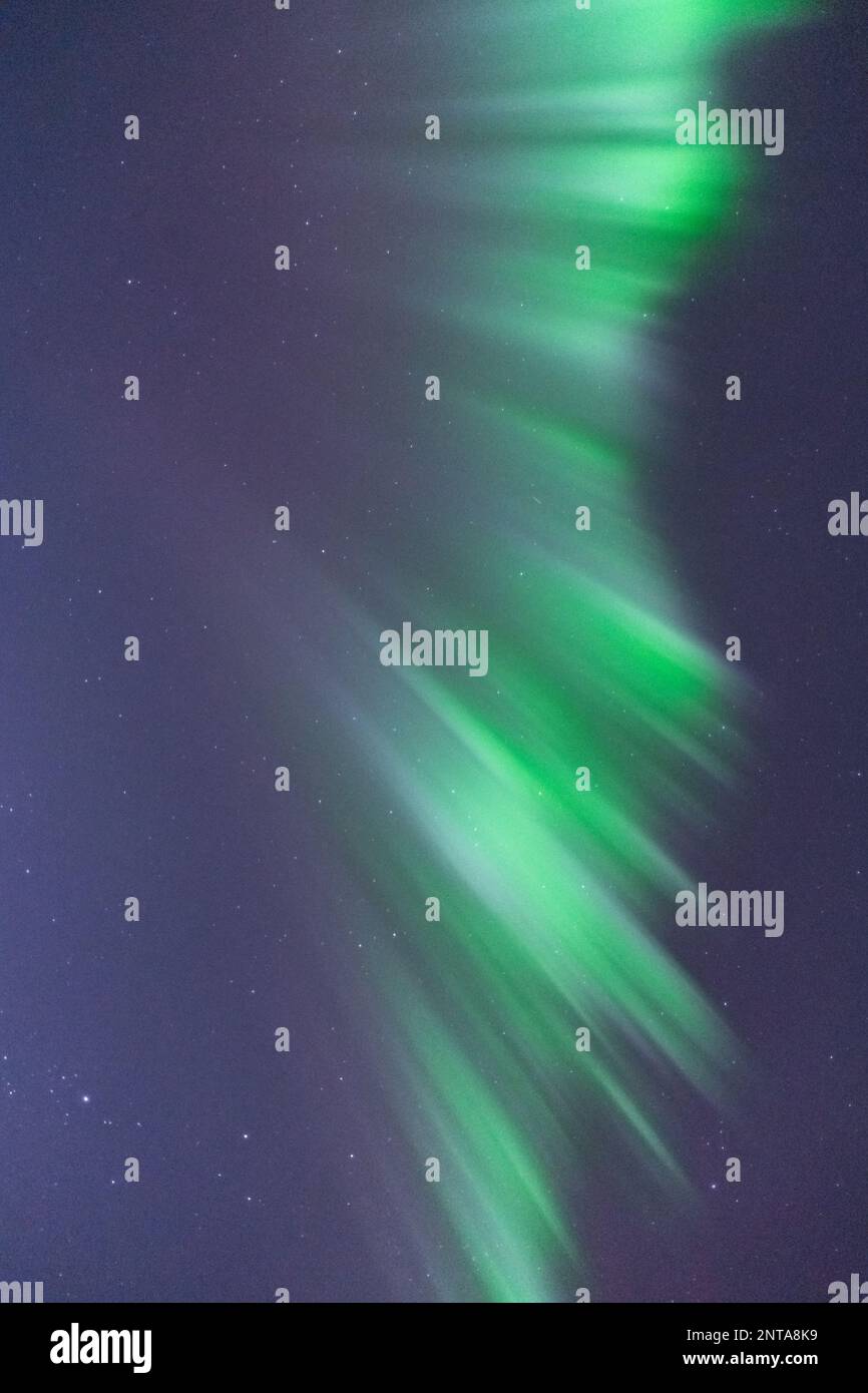 Looking directly up into the Aurora Borealis seen in Yukon Territory ...