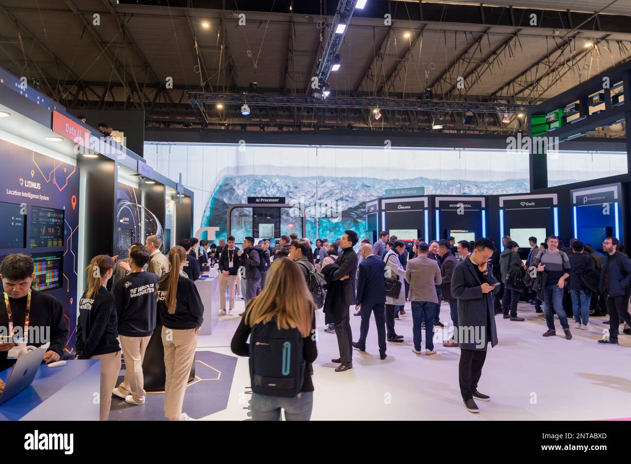 Barcelona , Spain - February 27 2023: Mobile world congress 2023 in ...