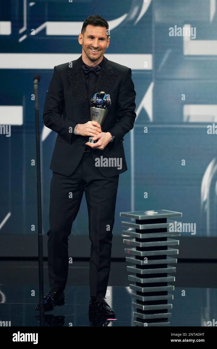Paris, France. 27th Feb, 2023. Argentina's Lionel Messi reacts after ...