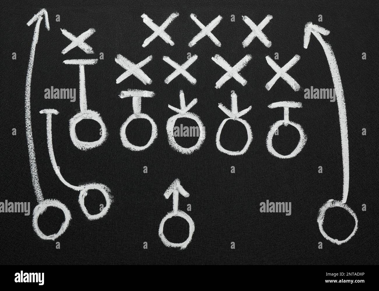 Football game strategy drawn on black chalkboard Stock Photo - Alamy