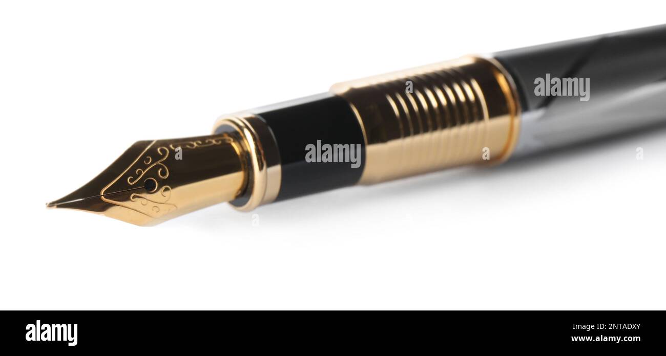 Stylish fountain pen isolated on white. Stationery Stock Photo - Alamy