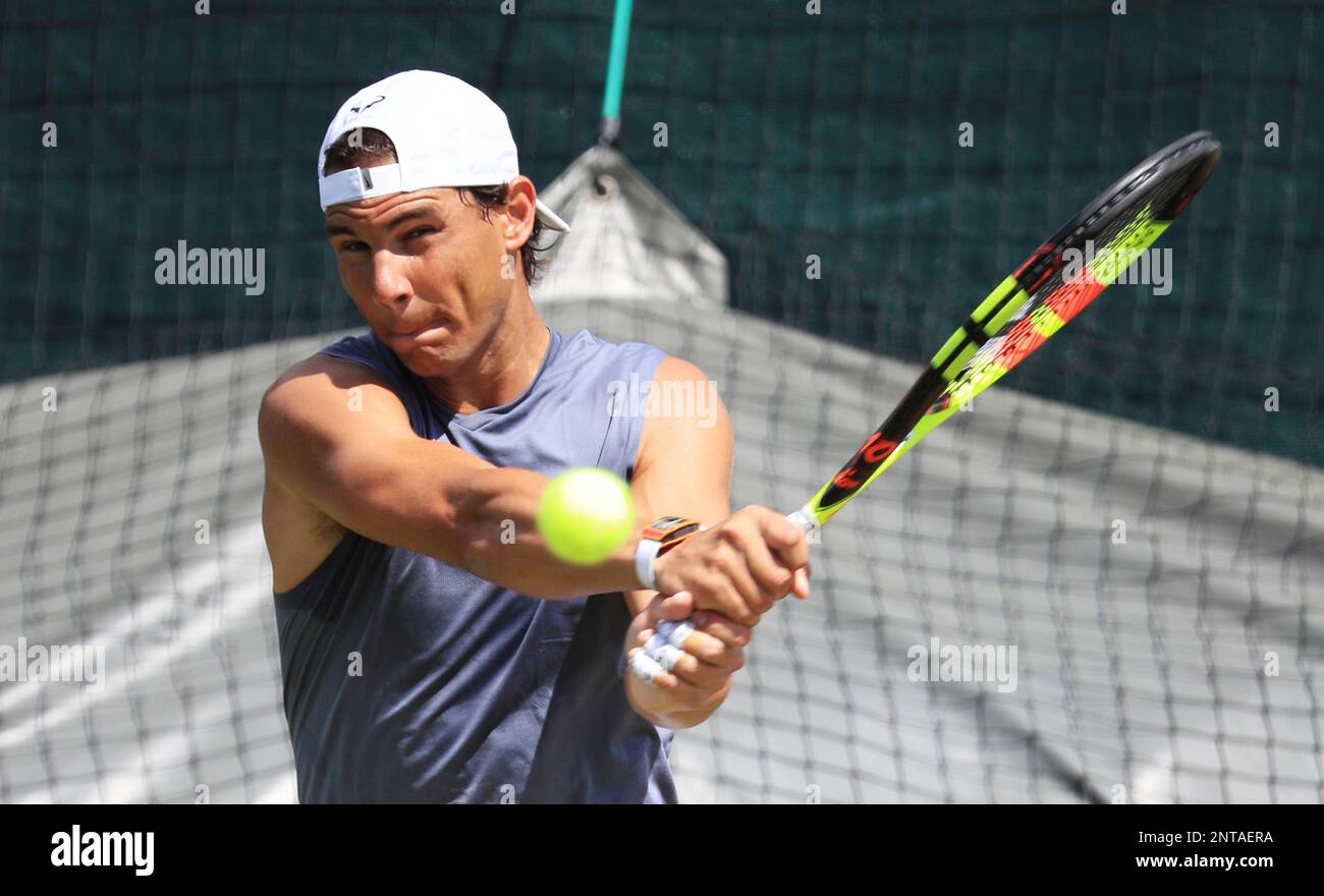 Rafael Nadal, a Spanish world No.2 tennis player, practices at All ...