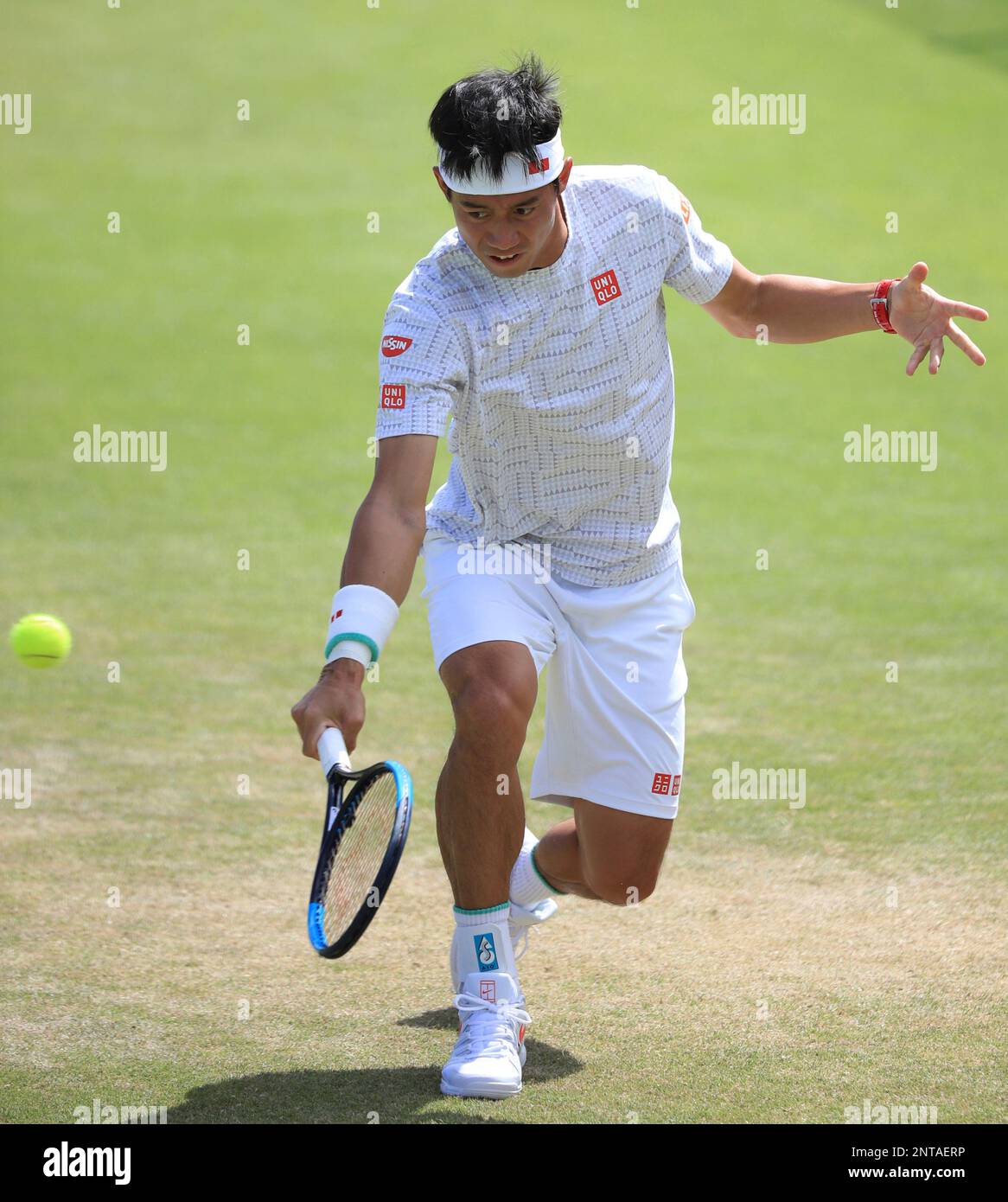 Kei Nishikori, a Japanese world No.7 tennis player, practices at All ...