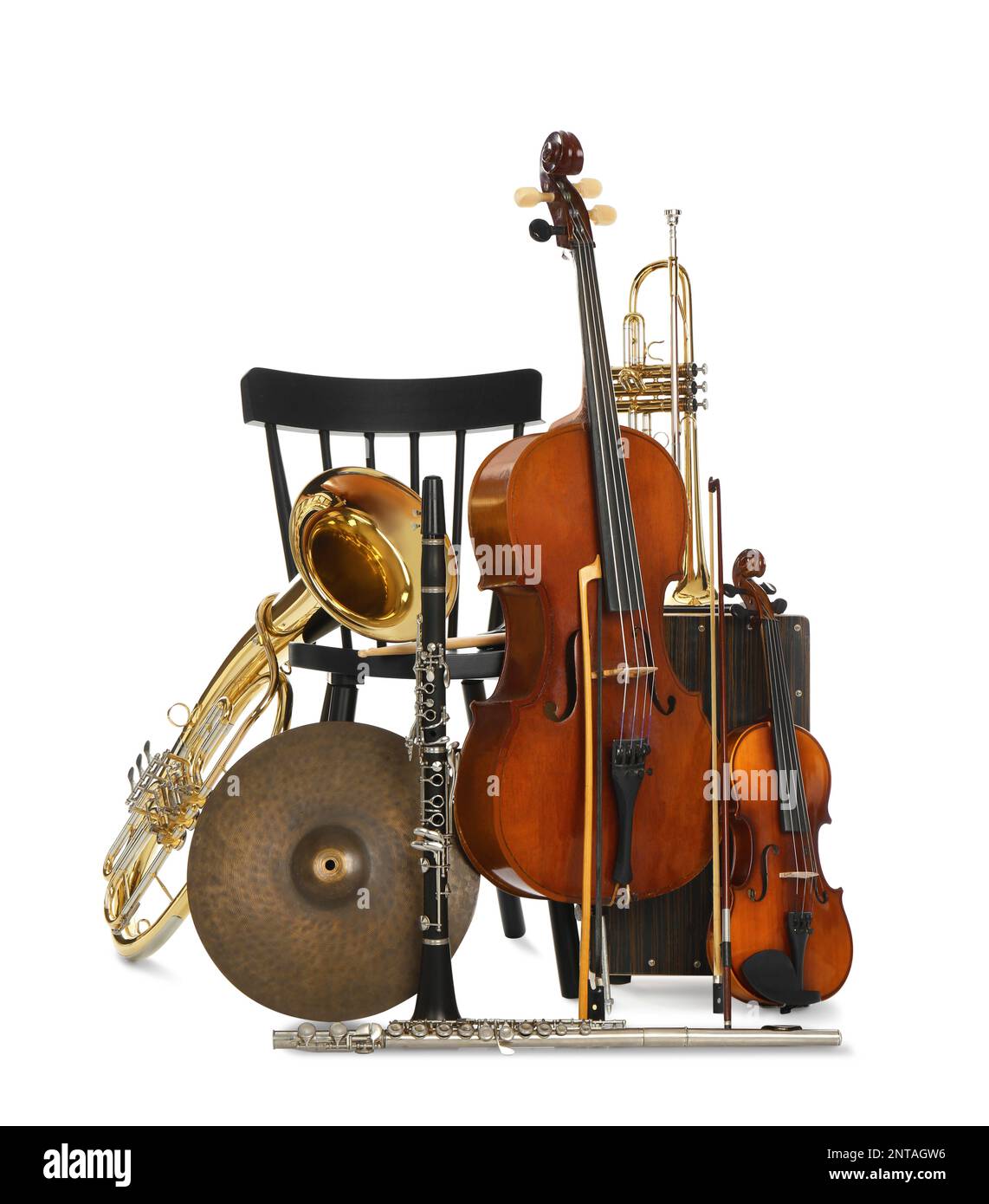 Set of different musical instruments on white background Stock Photo ...