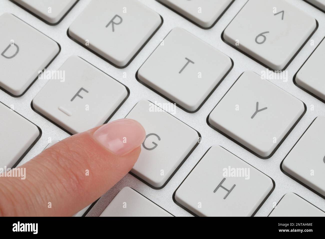 Woman pressing button hi-res stock photography and images - Alamy