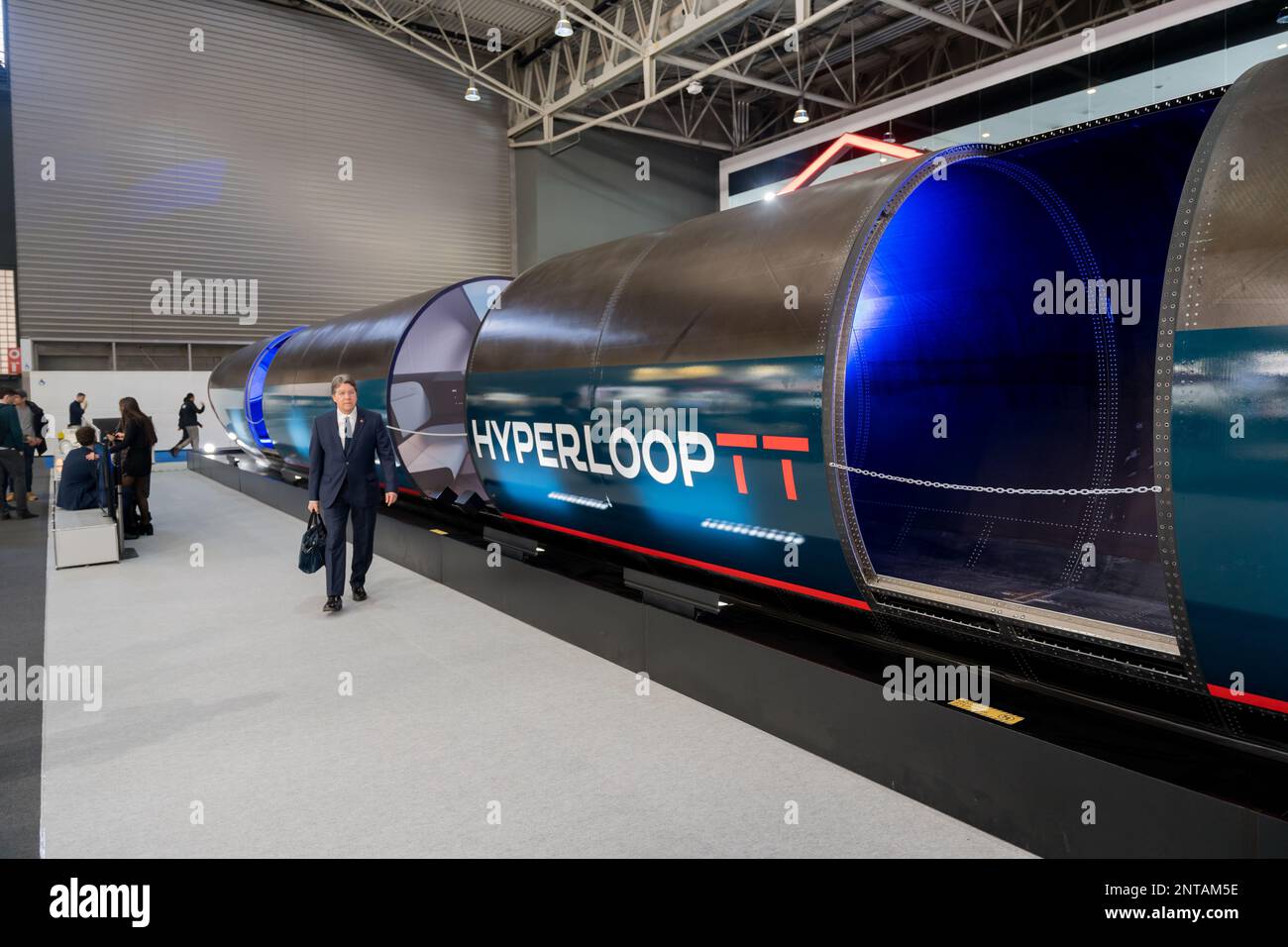 Barcelona , Spain - February 27 2023: Mobile world congress 2023 in Barcelona. Booth or stand of ...