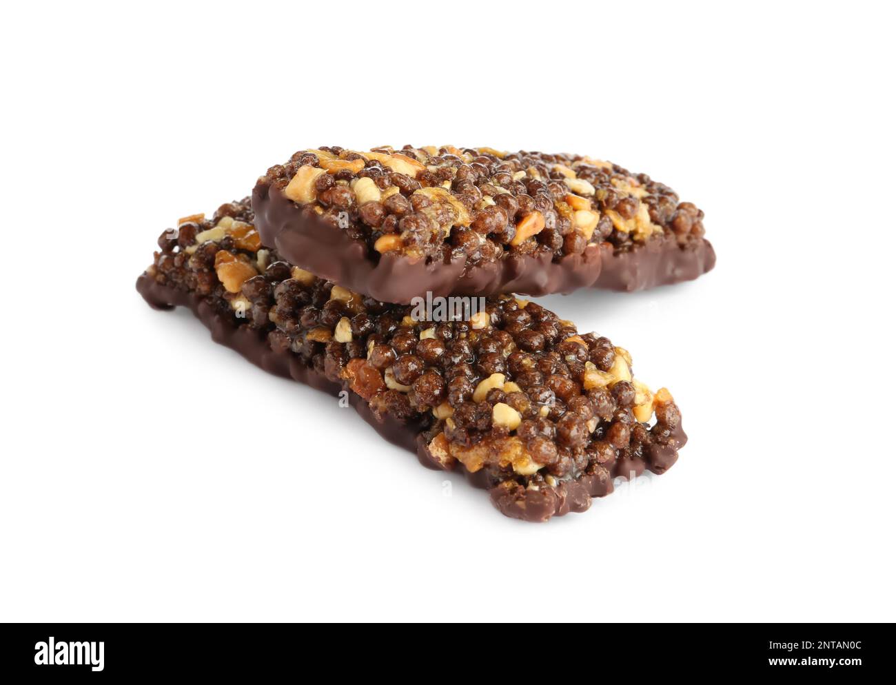 Protein bars with chocolate on white background. Healthy snack Stock ...