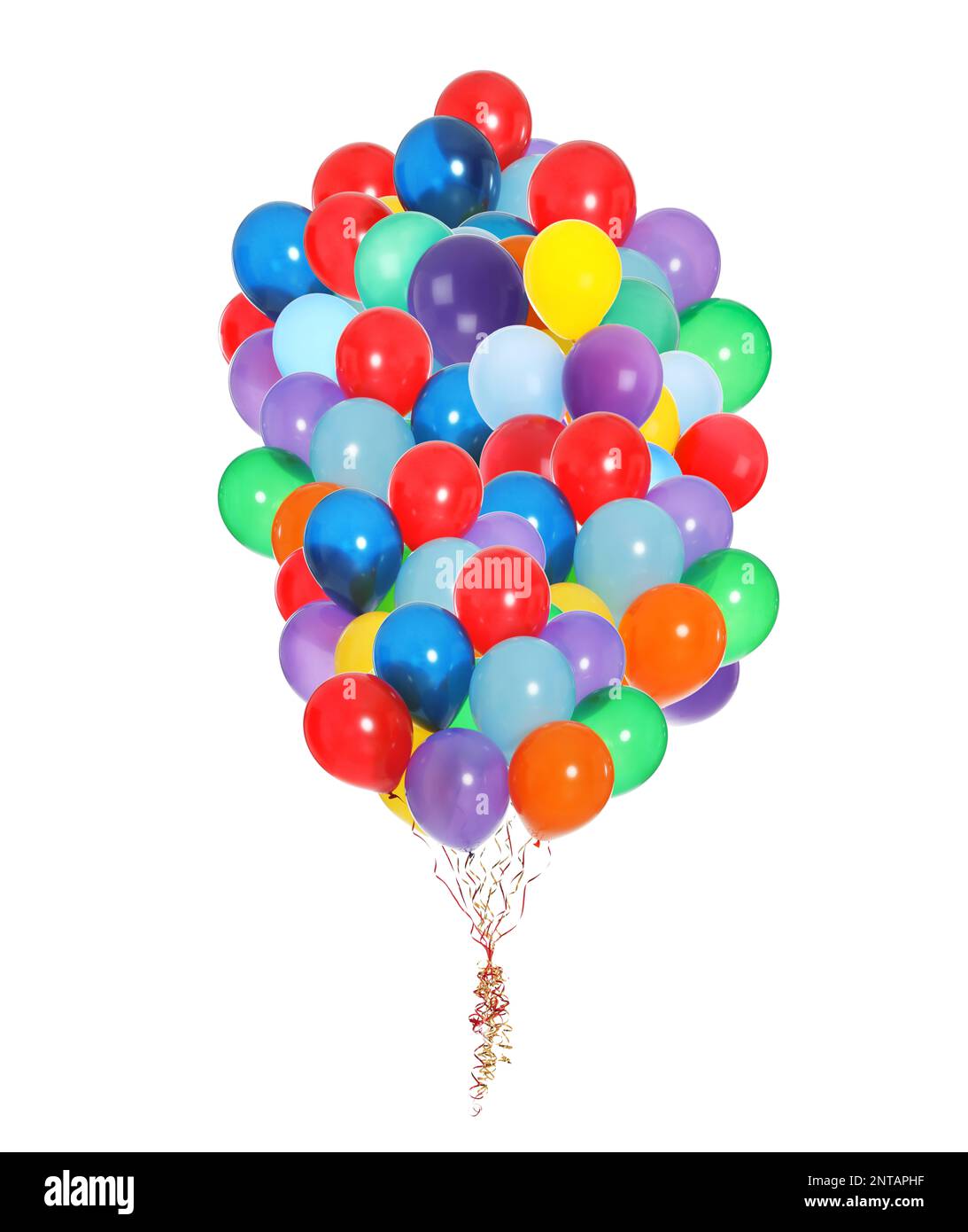 Big bunch of bright balloons on white background Stock Photo - Alamy