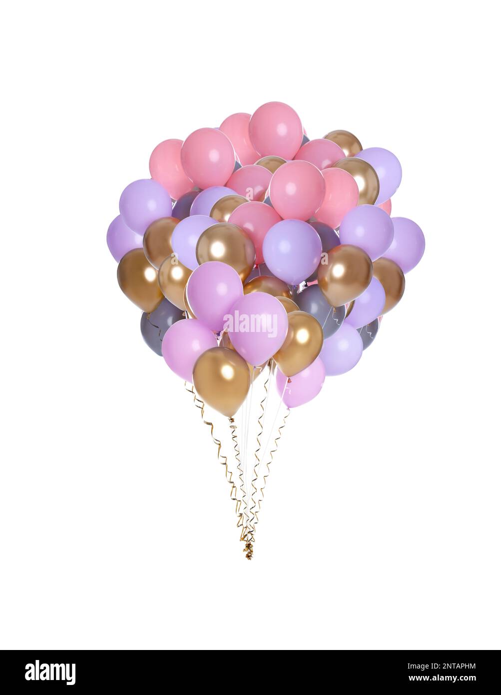 Big bunch of colorful balloons on white background Stock Photo - Alamy