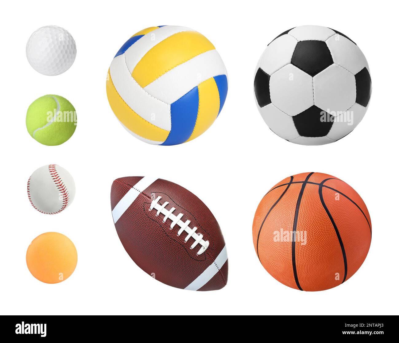 Set with different sport balls on white background Stock Photo - Alamy