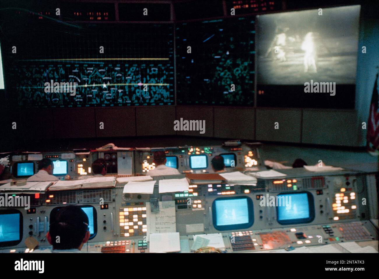 This July 20, 1969 photo made available by NASA shows the Mission ...